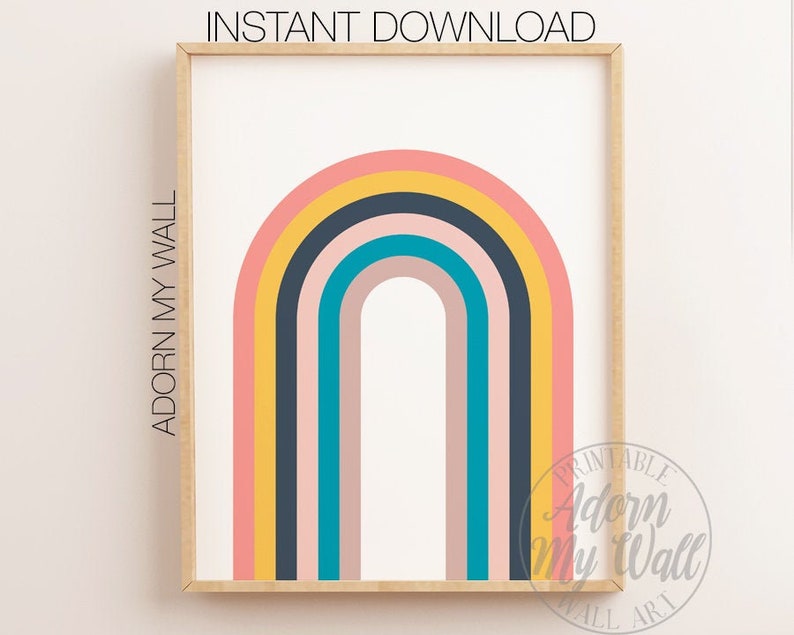 Rainbow Printable Rainbow Print Pink Rainbow Nursery Wall | Etsy