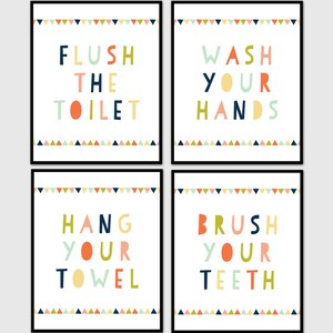 Kids Bathroom Wall Art Kids Bathroom Decor Wash Your Hands - Etsy
