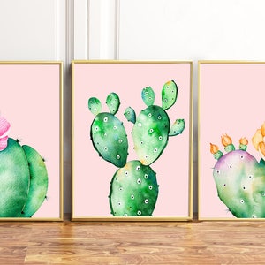 Cacti Prints, Cactus Prints, Cacti Wall Art, Cactus Wall Art, Set of 3, Cactus Poster Print ...