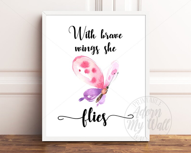 With Brave Wings She Flies Butterfly Quote Butterflies | Etsy