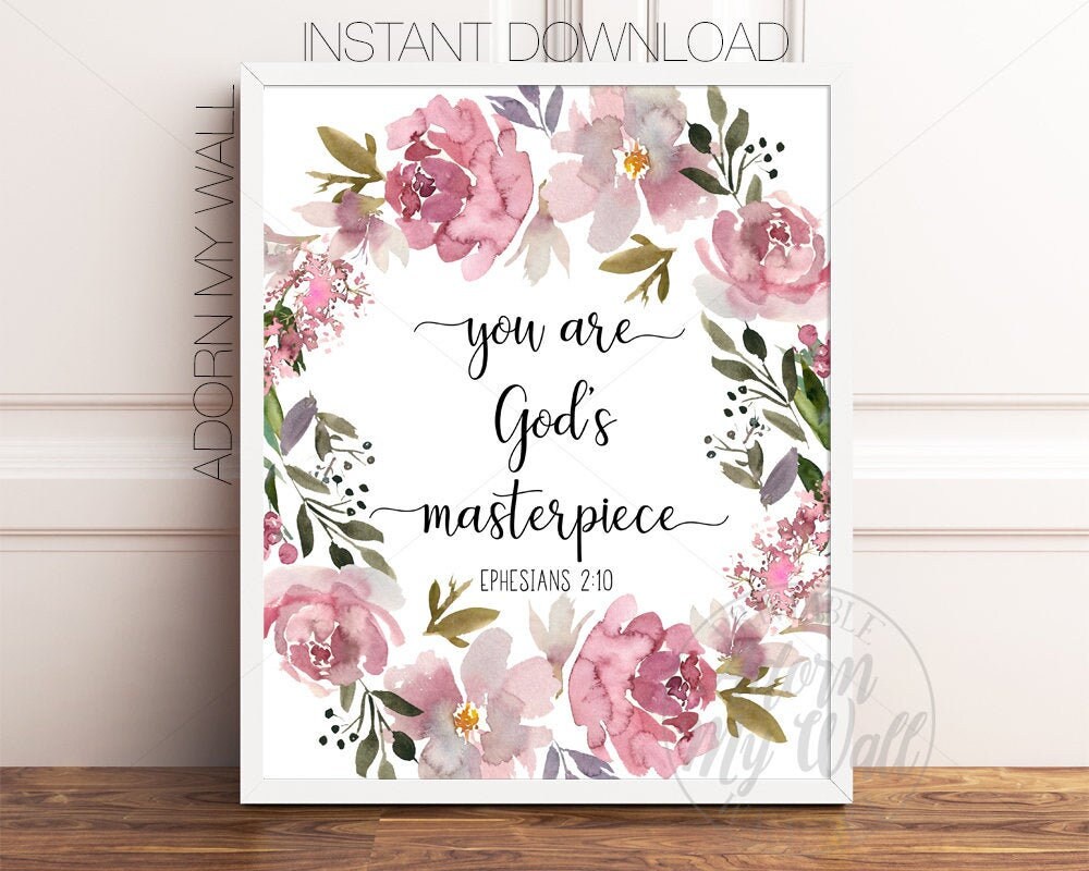 Bible Verse Prints You Are God's Masterpiece Ephesians | Etsy UK