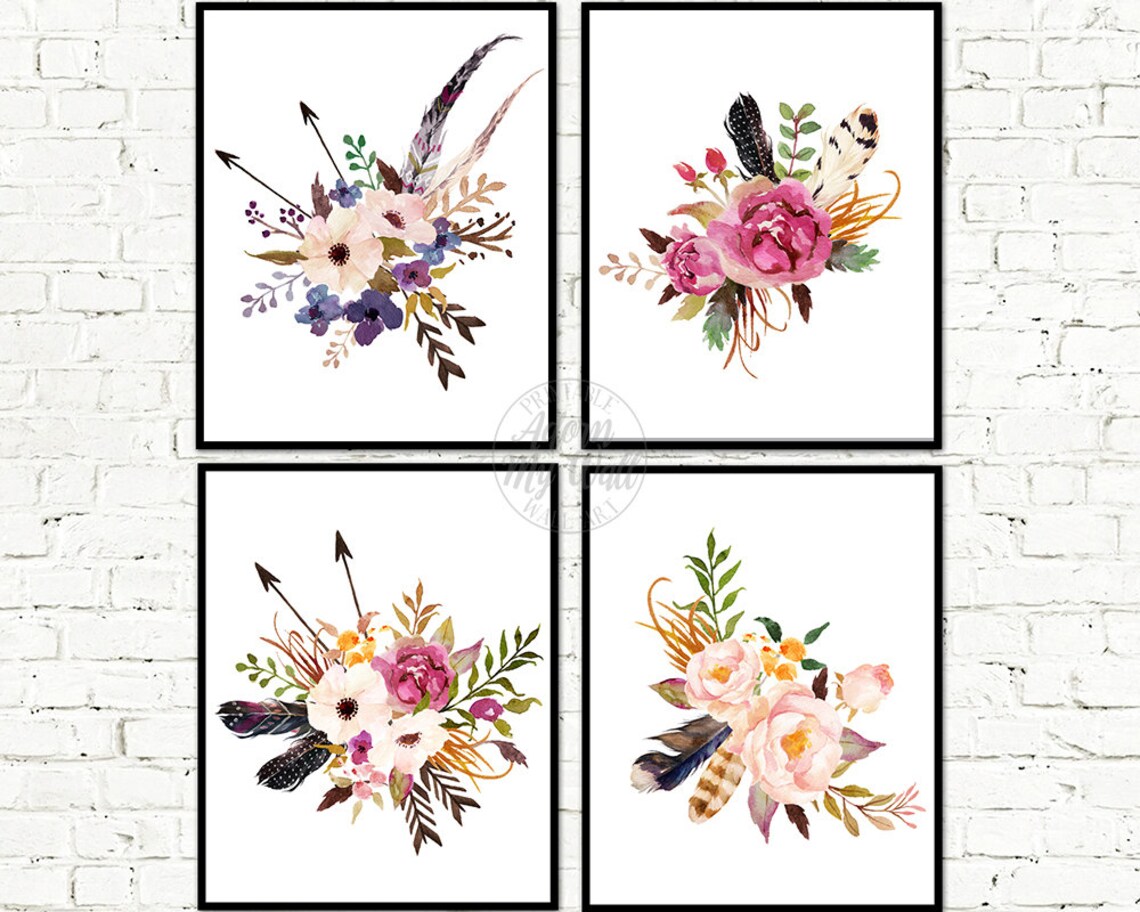 Floral print Floral print set Floral art Wall Art Floral | Etsy