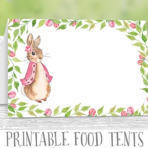 Food Tent Labels, Printable, Peter Rabbit Food Tents, Pink Rabbit ...