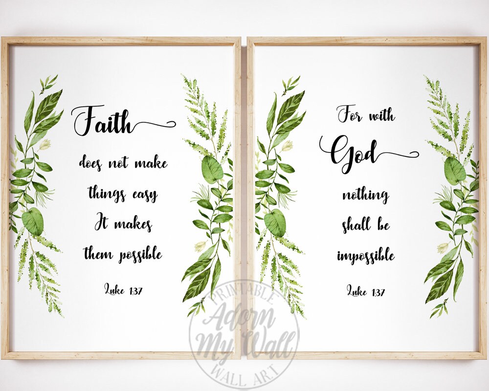 Luke 1:37 Christian Wall Art Scripture Prints for With God - Etsy UK