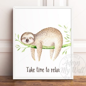 Sloth Prints, Sloth Wall Art, Sloth Printable, Sloth Gift, Sloth ...