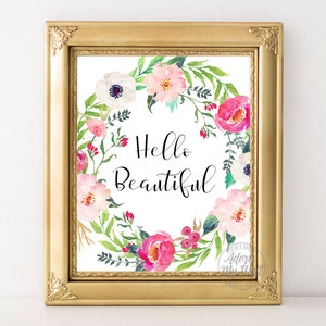 Hello Beautiful, Printable, Wall Art, Home Decor, Sign, Nursery ...