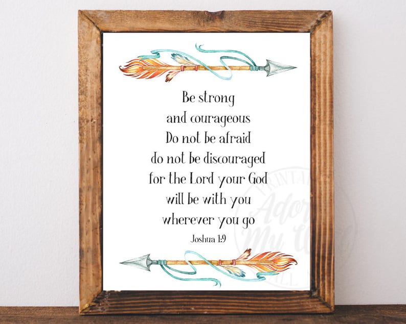 Joshua 1:9 Be Strong and Courageous Printable Christian - Etsy