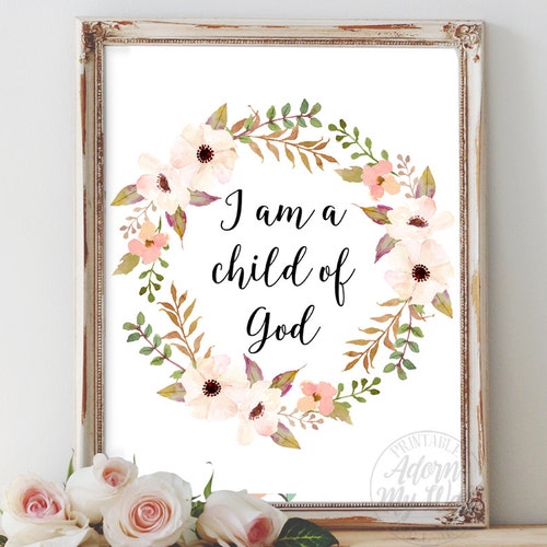 I Am a Child of God Greenery Sign Template Baptism Sign | Etsy