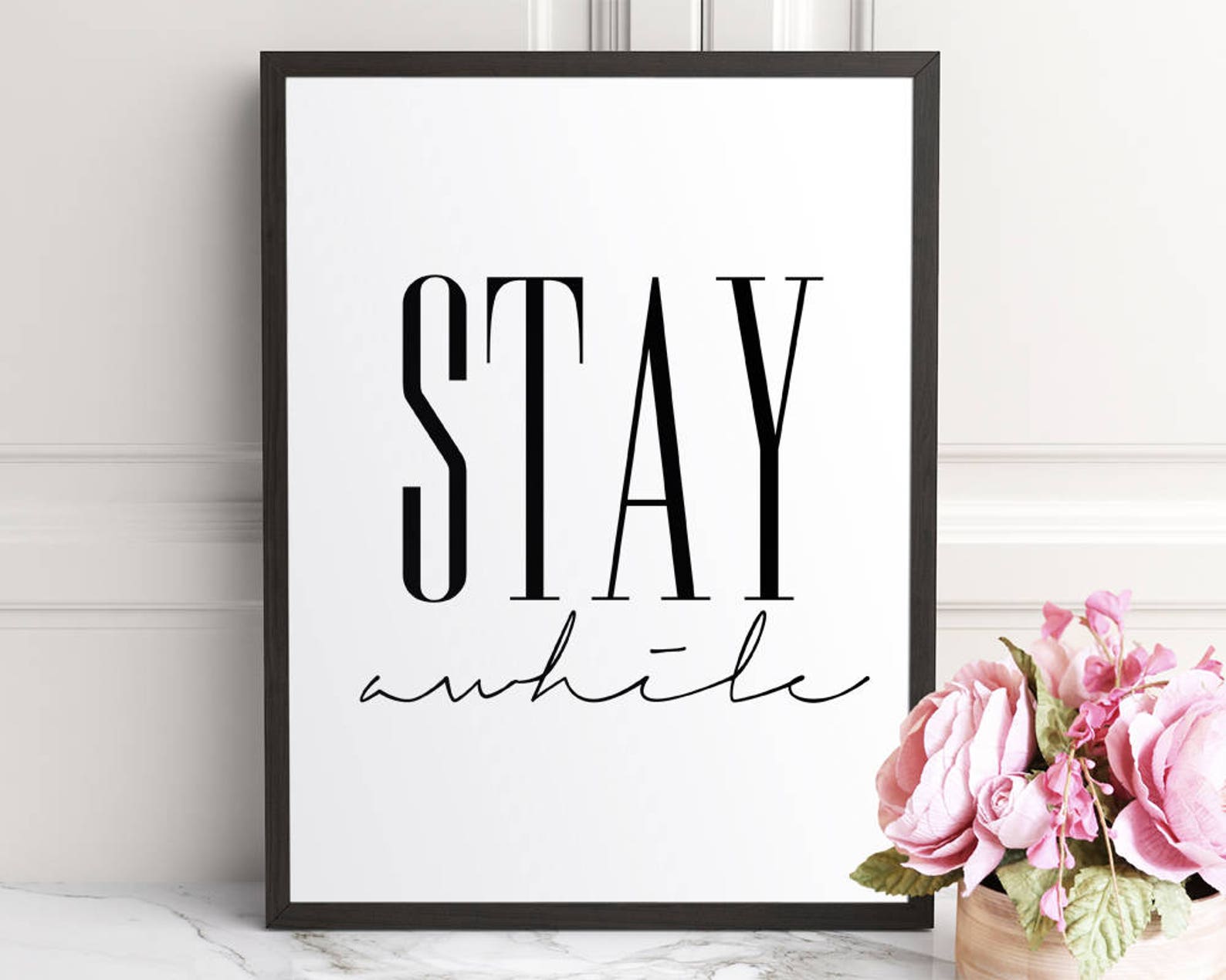 Stay Awhile Stay Awhile Sign Typography Print Stay Awhile - Etsy UK