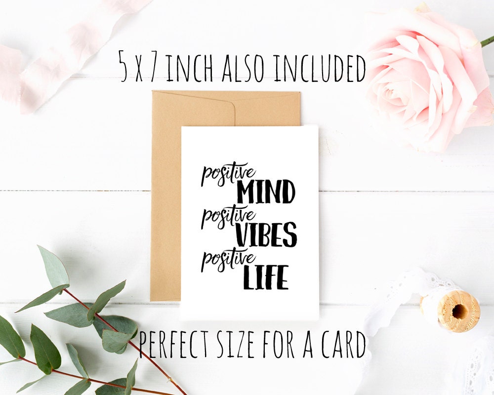 Positive mind positive vibes positive life typography poster | Etsy