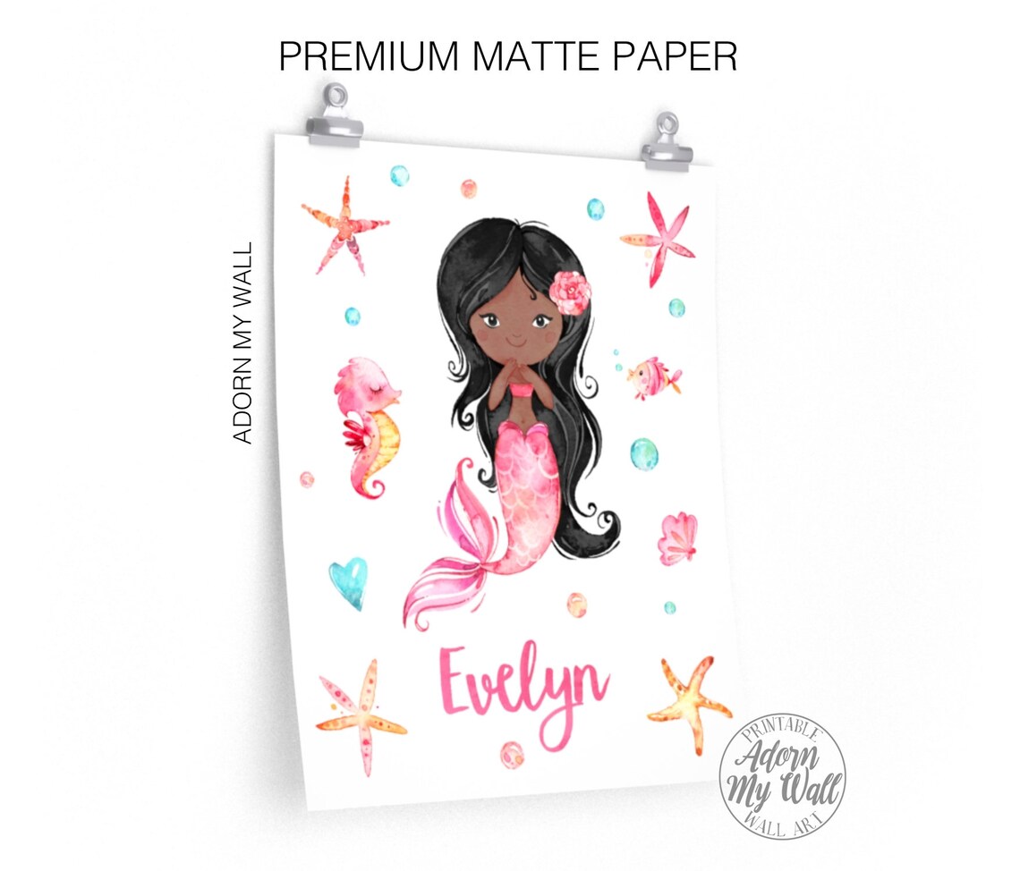 Mermaid Canvas Mermaid Name Sign Personalized Mermaid Print - Etsy UK