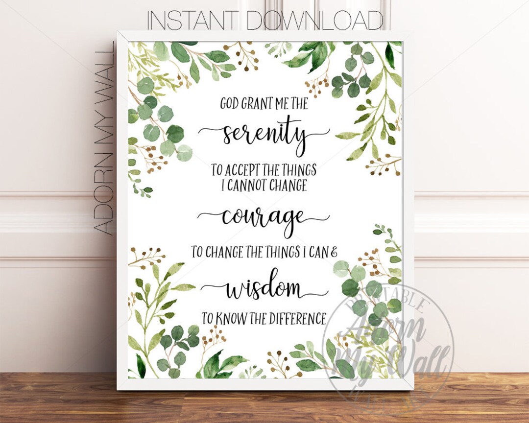Serenity Prayer Printable, Serenity Prayer Wall Art, Serenity Print ...