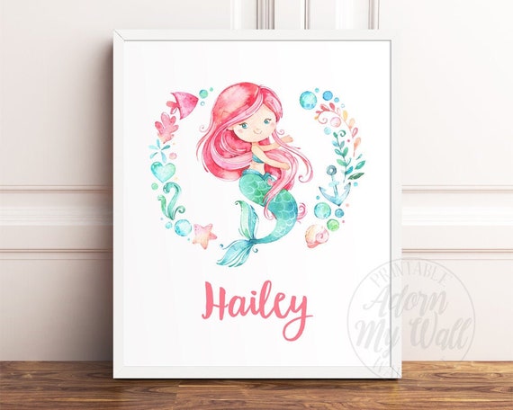 Mermaid Name Sign Custom Name Sign Personalized Print | Etsy