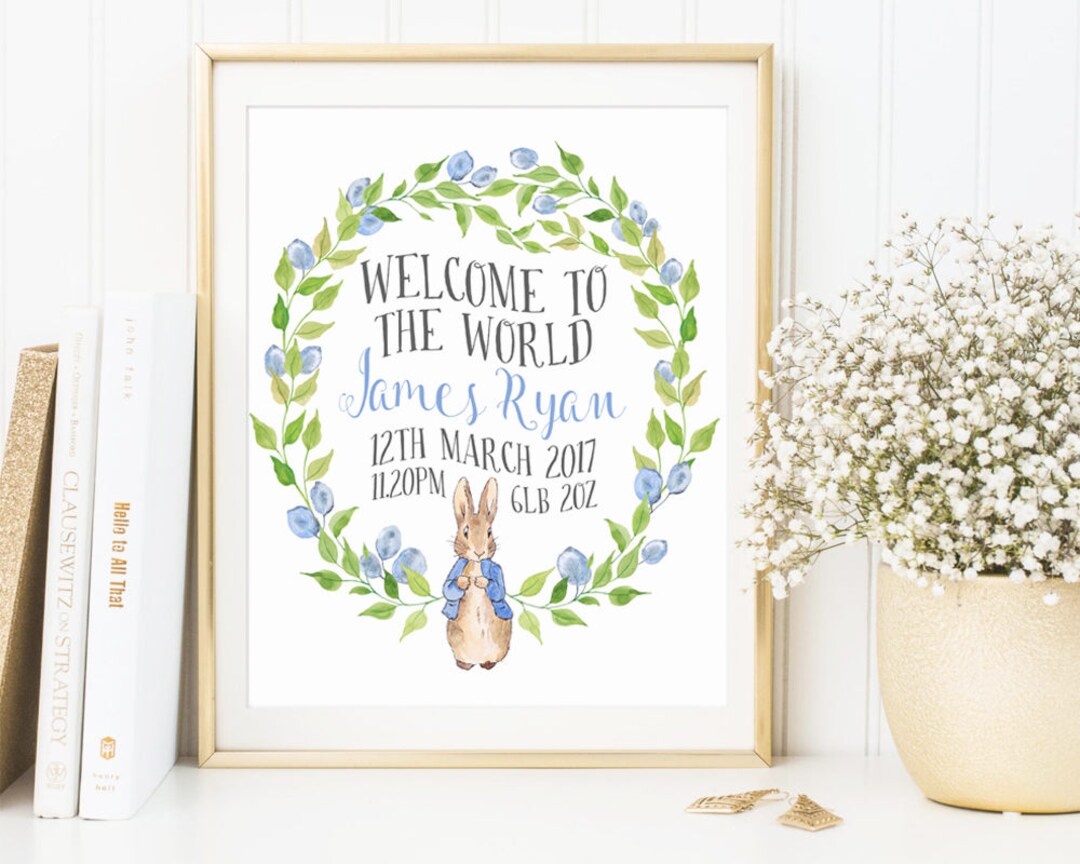 Customized Peter Rabbit Birth Announcement, Welcome to the World ...