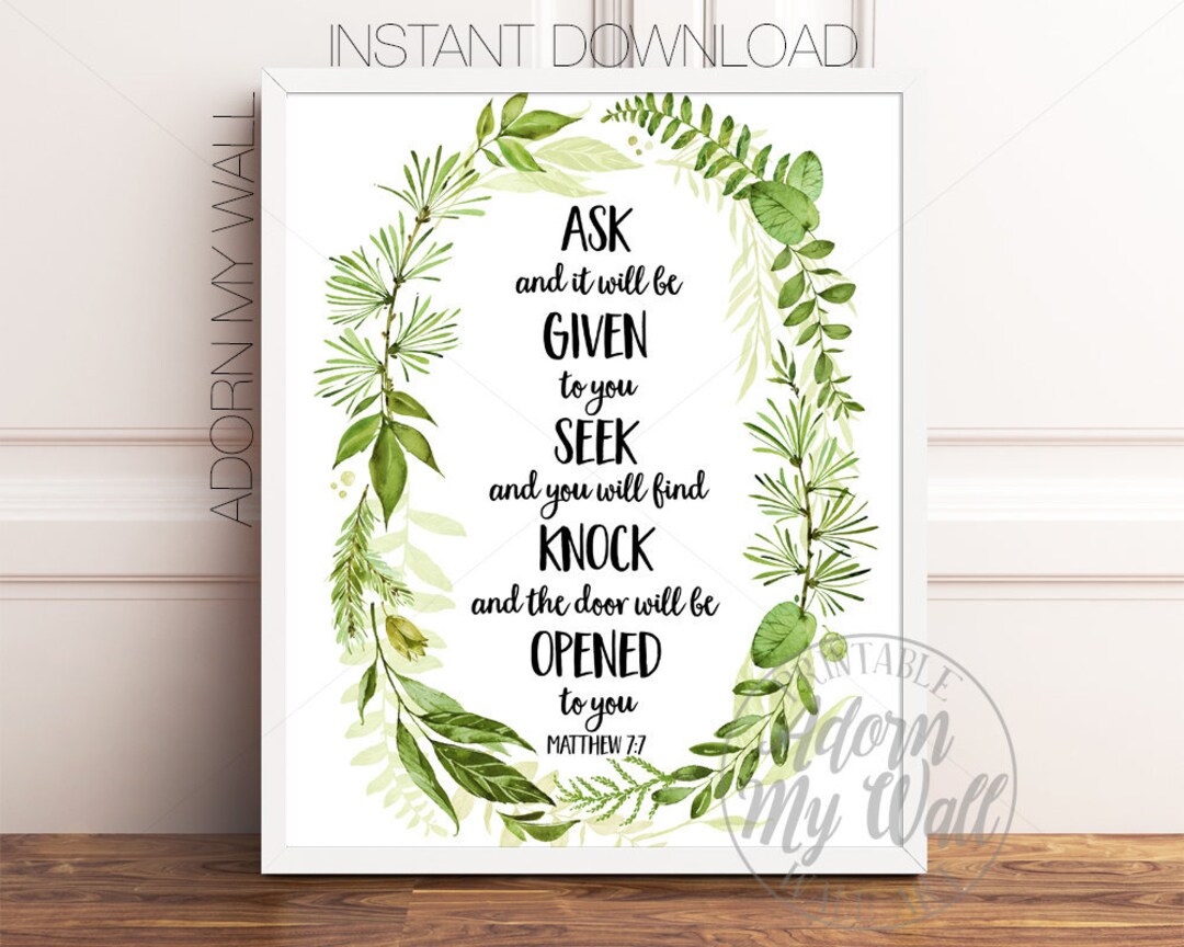 Matthew 7:7 Ask and It Will Be Given to You Christian - Etsy