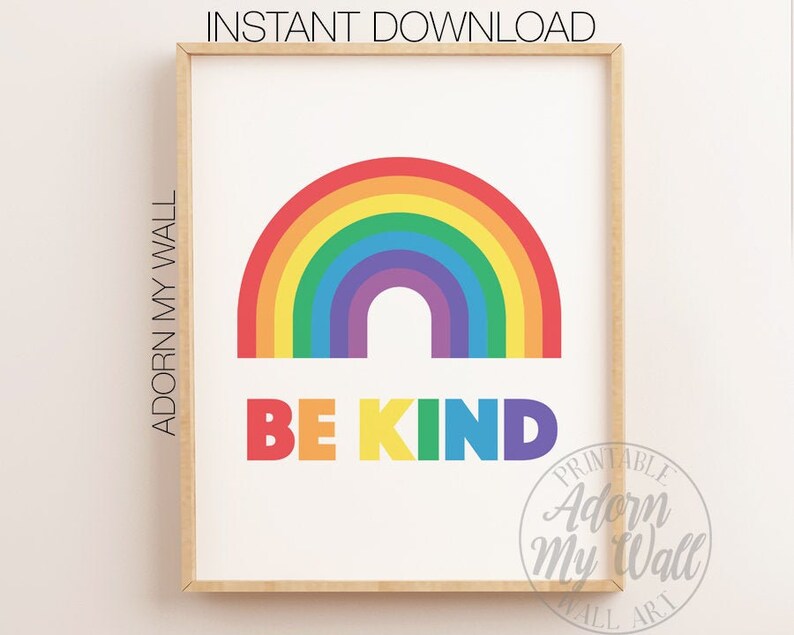 Rainbow Printable Be Kind Rainbow Wall Art Rainbow Nursery | Etsy UK