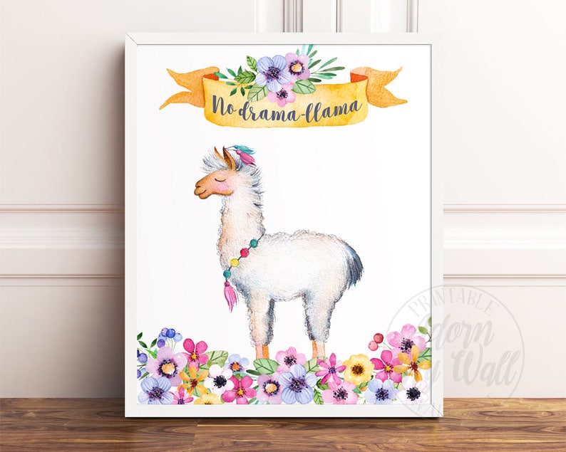 Llama Print No Drama Llama Llama Gifts No Drama Llama | Etsy