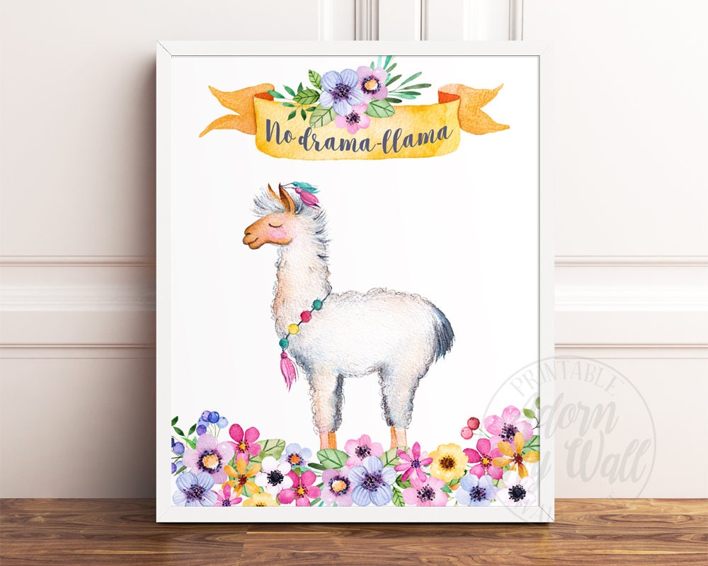 Llama Print No Drama Llama Llama Gifts No Drama Llama | Etsy