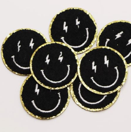 Lightning Eyes Smiley Face Chenille Iron-on Patches - Etsy