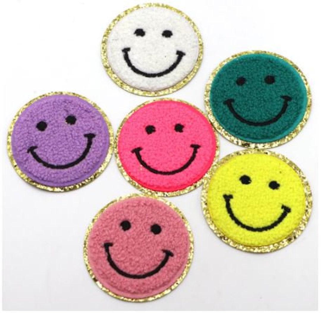 3" Smiley Face Chenille Iron-on Patch - Multiple Color Options - Etsy