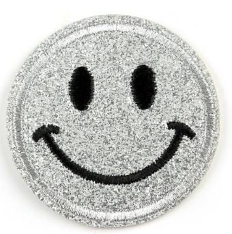 Smiley Face Glitter Iron-on Patch Multiple Color Options - Etsy