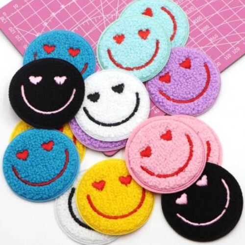 Lightning Eyes Smiley Face Chenille Iron-on Patches - Etsy