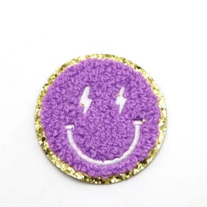Lightning Eyes Smiley Face Chenille Iron-on Patches - Etsy