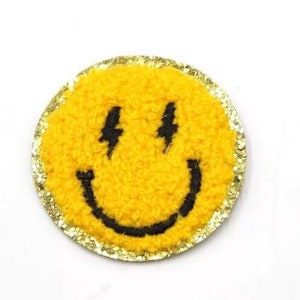 Lightning Eyes Smiley Face Chenille Iron-on Patches - Etsy