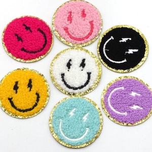 Lightning Eyes Smiley Face Chenille Iron-on Patches - Etsy