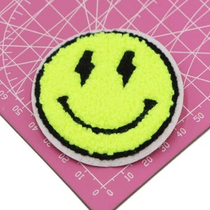 Lightning Eyes Smiley Face Chenille Iron-on Patches - Etsy