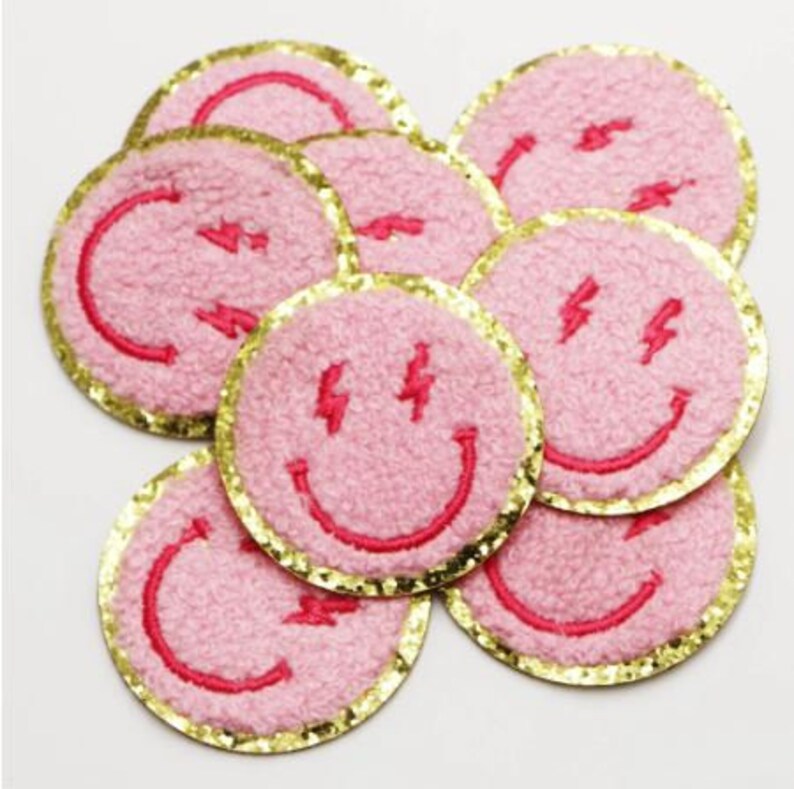 Lightning Eyes Smiley Face Chenille Iron-on Patches - Etsy