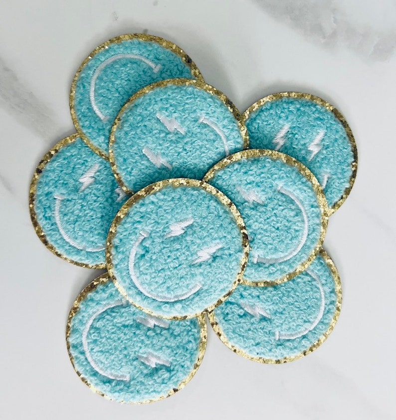 Lightning Eyes Smiley Face Chenille Iron-on Patches - Etsy