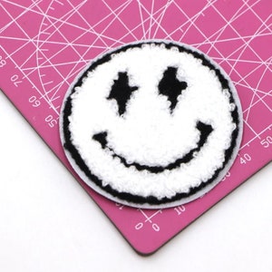 Lightning Eyes Smiley Face Chenille Iron-on Patches - Etsy