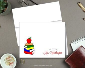 Apple Teacher Note Cards . Notecards . Personalized Stationery - Etsy