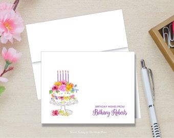 Birthday Balloons Note Cards Birthday Stationery Set of 8 Personalized ...