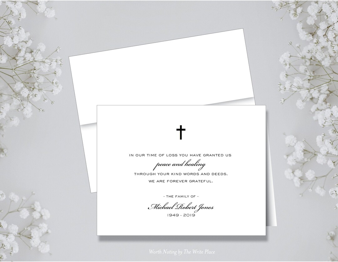 Personalized Note Cards - Sympathy Funeral Thank You Contemporary Cross ...