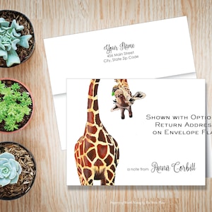 Giraffe Personalized Folded Note Cards - Set of 8 - Note Card ...