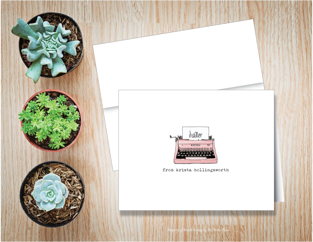 Typewriter Note Card, Typewriter Hello, Personalized Notes, Set of 8 ...