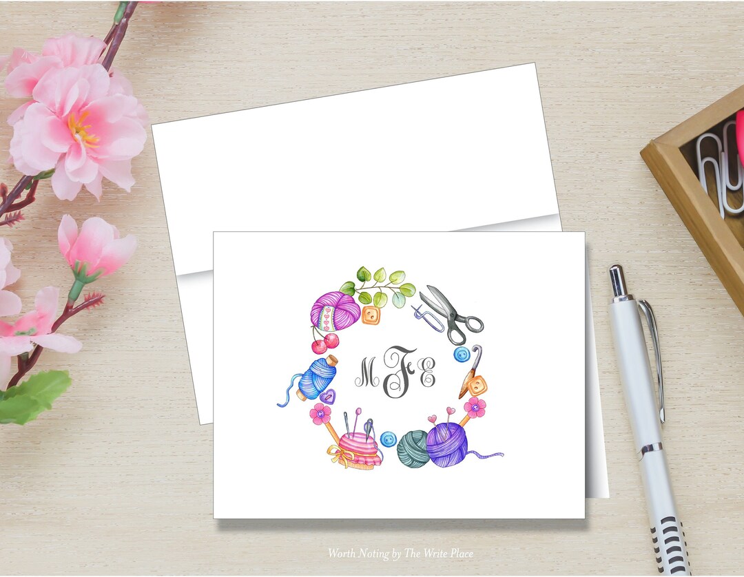 Crochet Monogram Stationery, Crochet Stationary, Crochet Note Cards ...