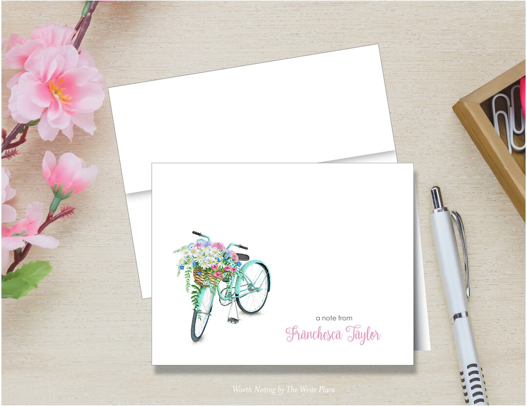 Bicycle Note Cards, Bike Note Cards, Bicycle Stationery, Personalized ...