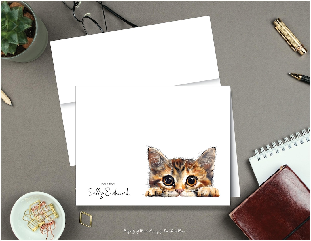 Kitten Note Cards, Playful Kitten Note Cards, Personalized Note Cards ...