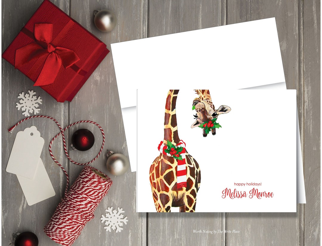 Personalized Christmas Note, Giraffe Christmas Card, Christmas Giraffe ...