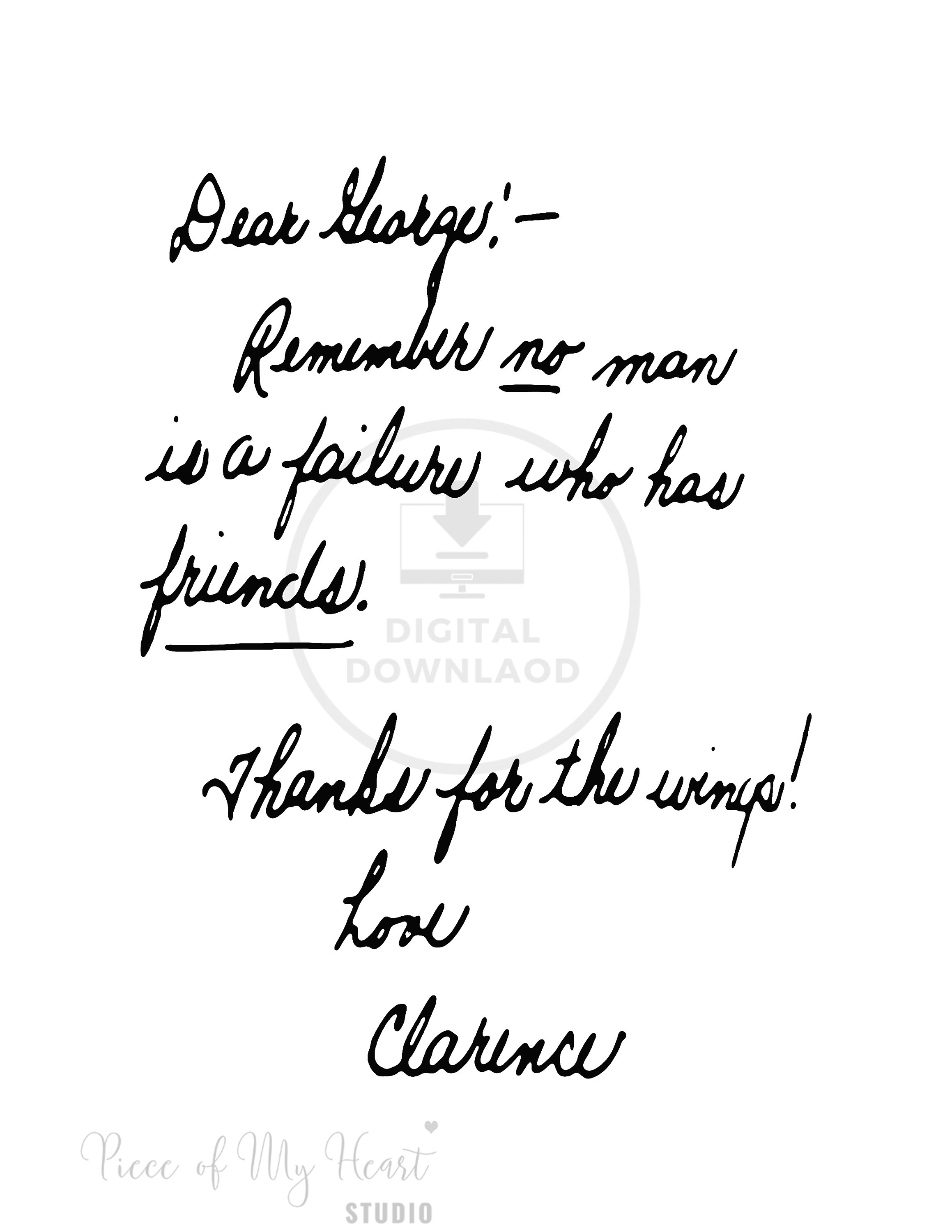 It's A Wonderful Life Digital Print George Bailey Quote - Etsy UK