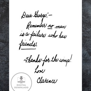 It's A Wonderful Life Digital Print, George Bailey Quote No Man is a ...