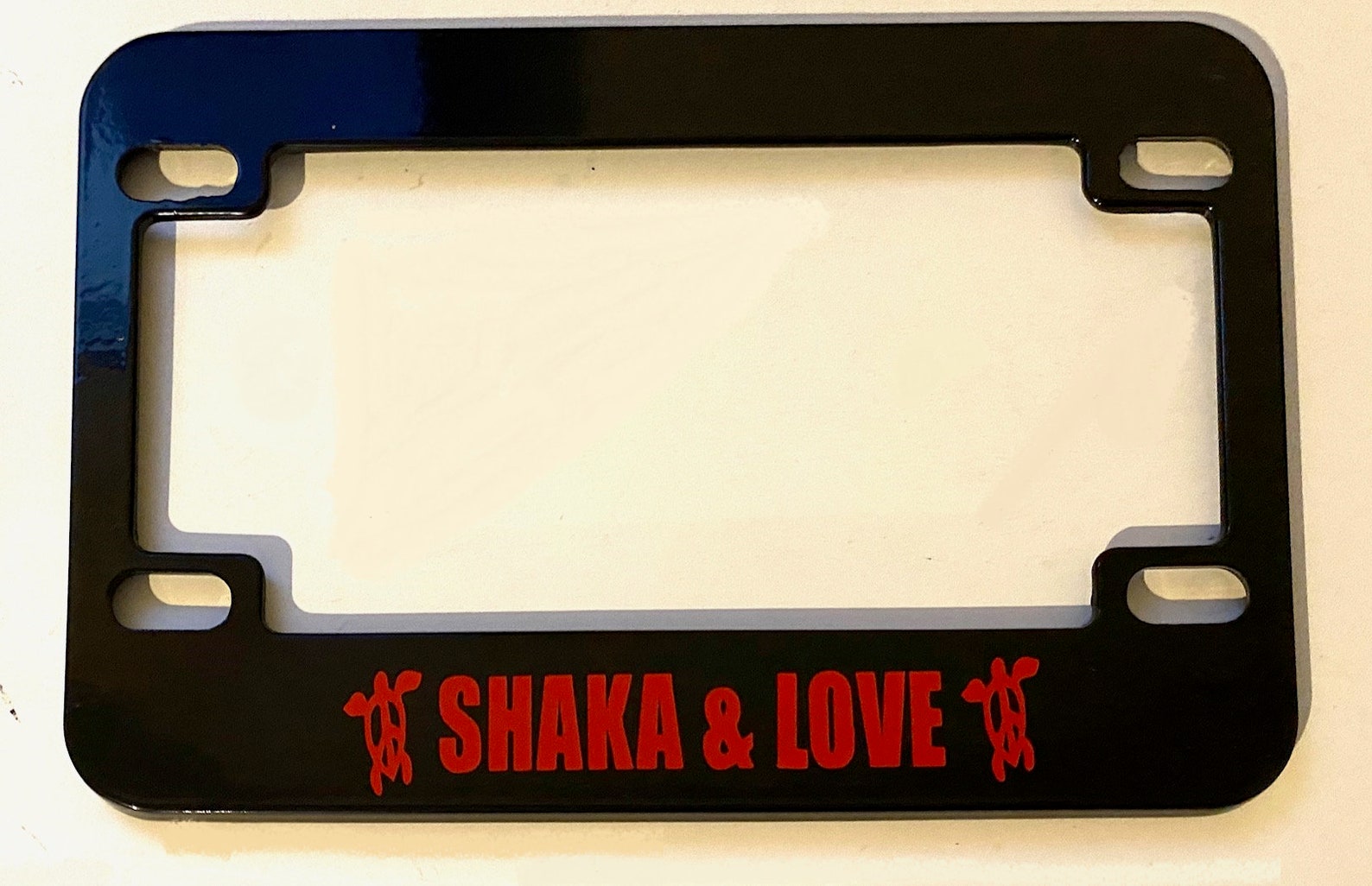 Shaka and Love - Black With Red Scooter / Motorcycle License Plate ...