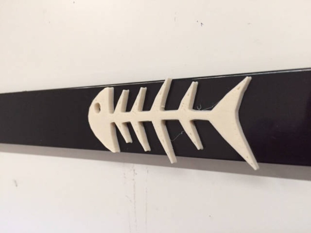 Fish Bones 3D Version - Black With White Scooter / Motorcycle License ...