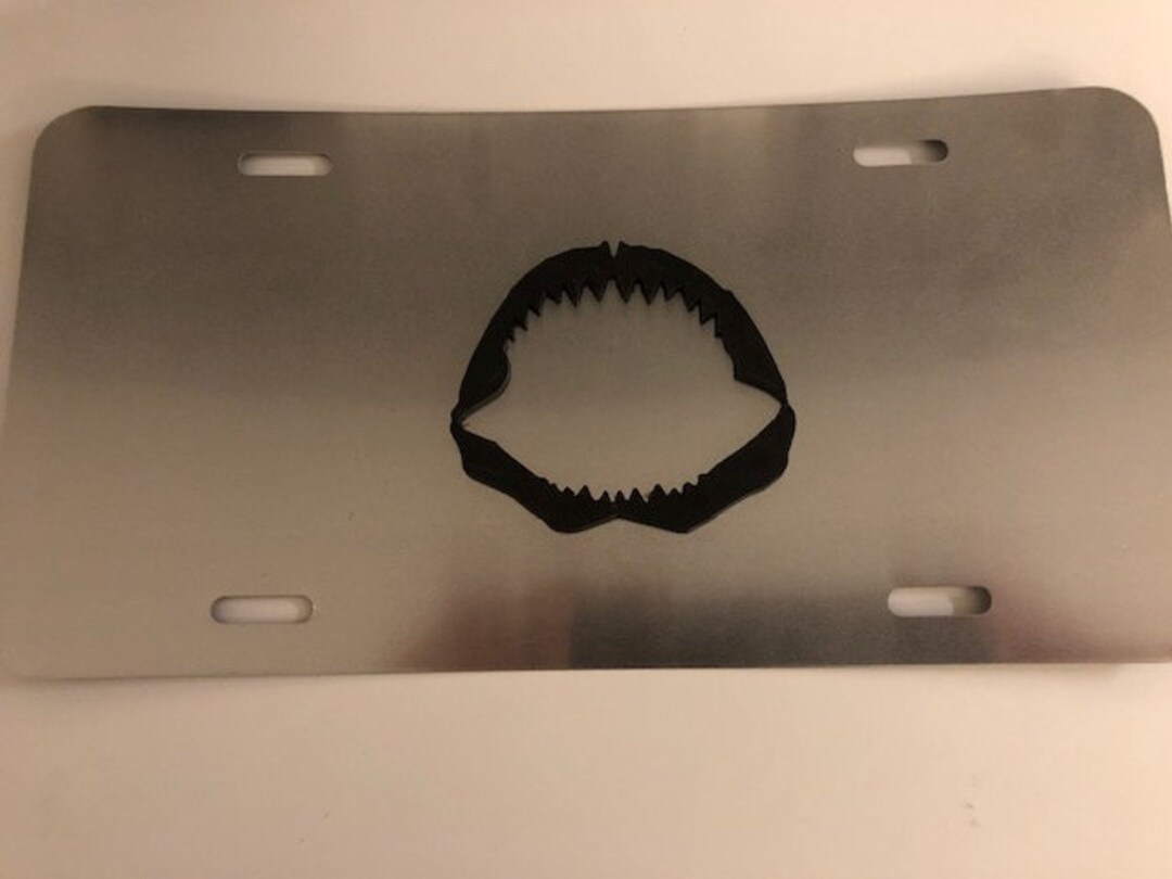 Jaws Shark Teeth - License Plate INSERT Grey With Black Automotive ...