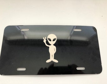 Alien Martian With Peace Sign Black License Plate INSERT Racing Jdm - Etsy