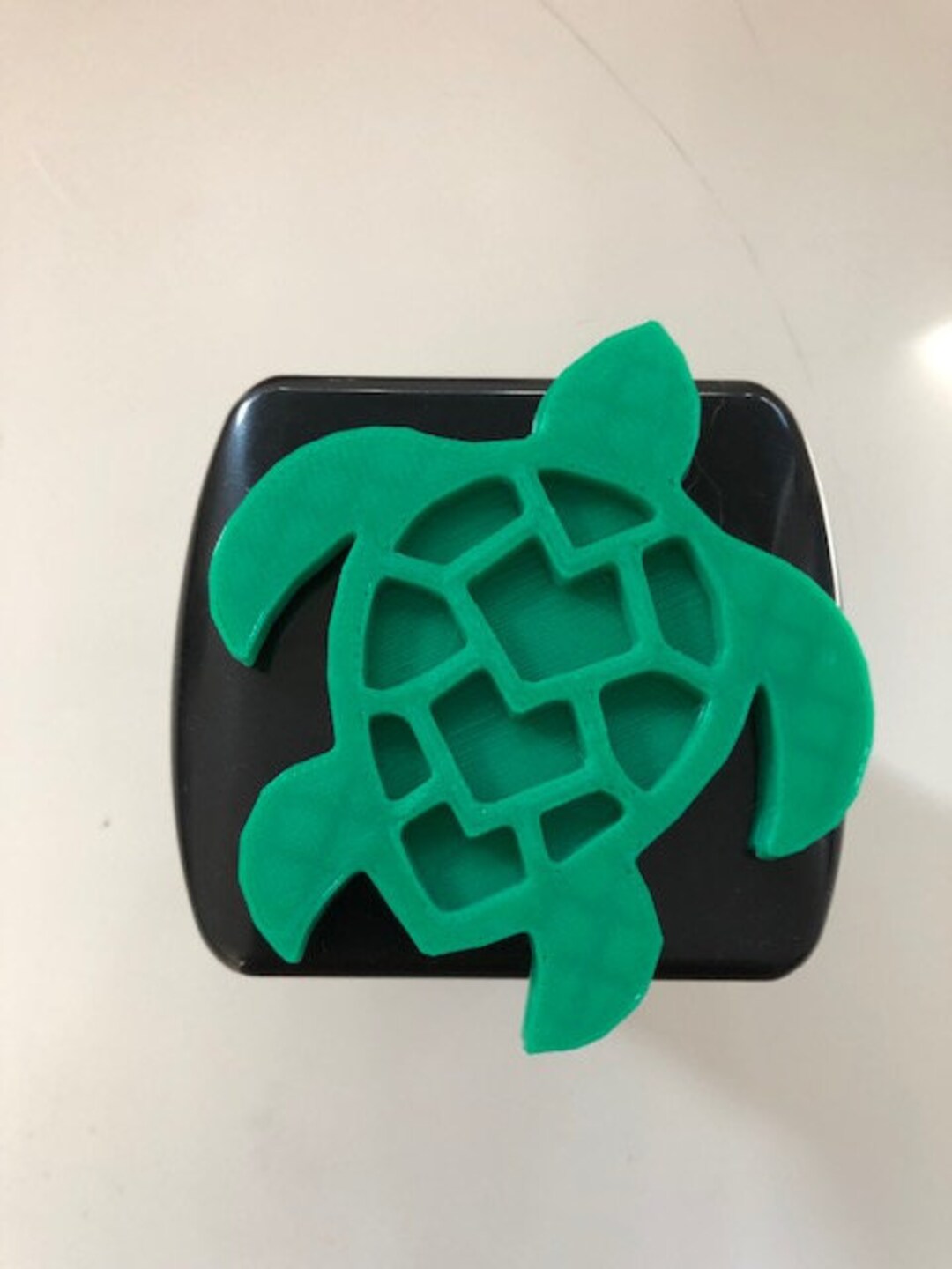 Turtle in 3d Green With Green Shell - Black 2 Inch Trailer Hitch Cover ...
