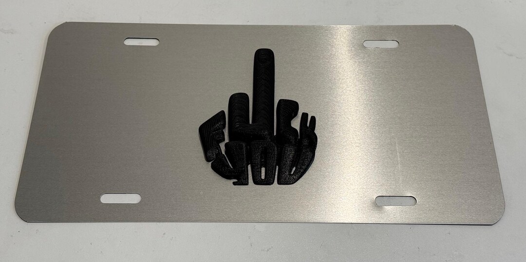 Super Round Fu Middle Finger 3D Version - Unique - License Plate INSERT ...